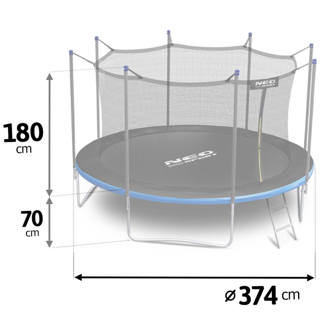 Trampolina ogrodowa 12ft/374cm z siatką wewnętrzną i drabinką Neo-Sport - Arena.pl